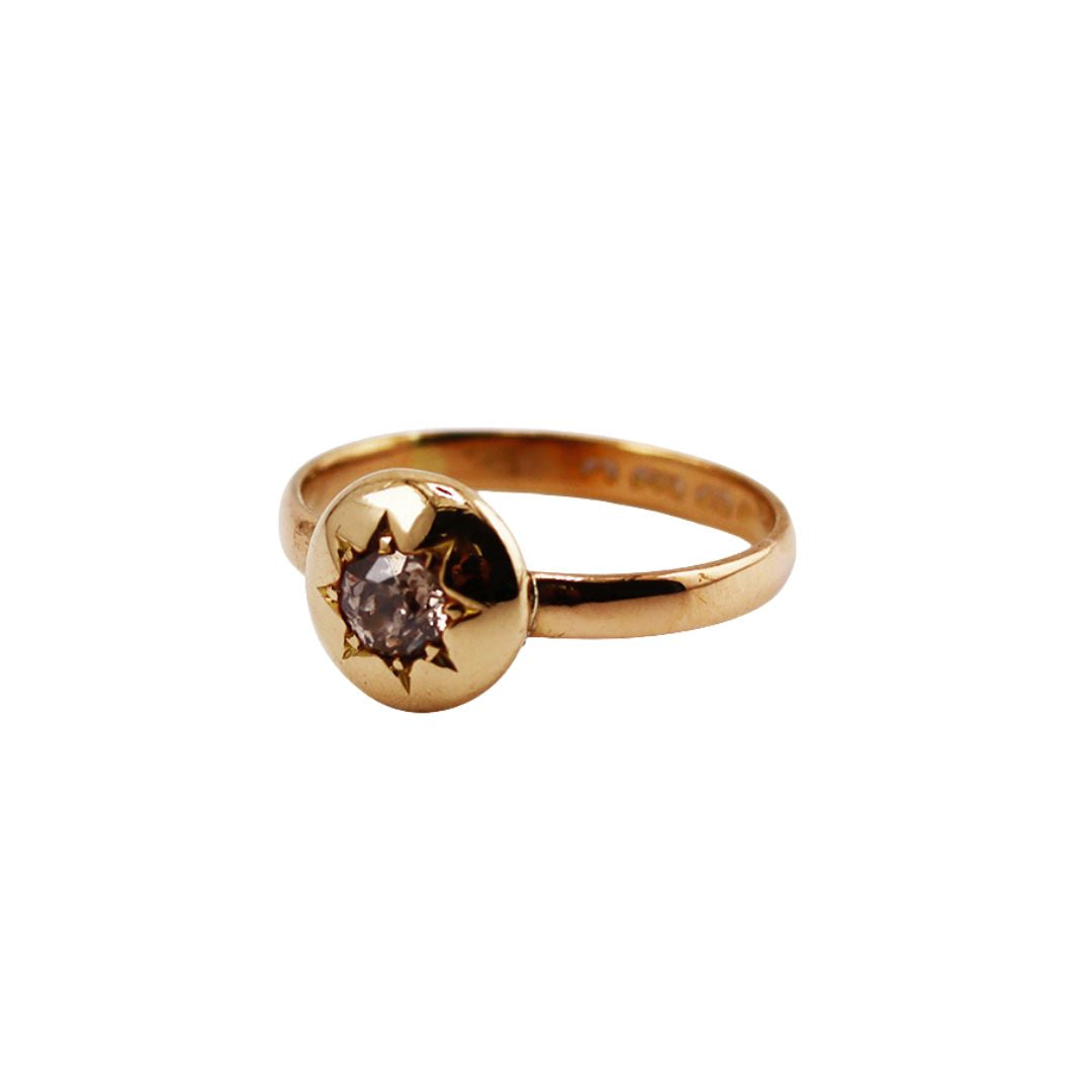 22ct Yellow Gold Single Stone Diamond Starburst Ring | C S BEDFORD – C ...